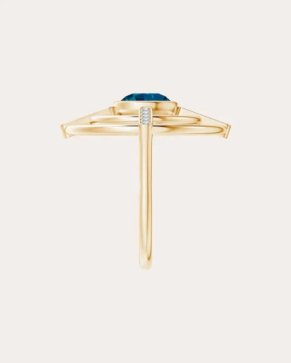 Natori Blue Topaz & Diamond Bar Ring