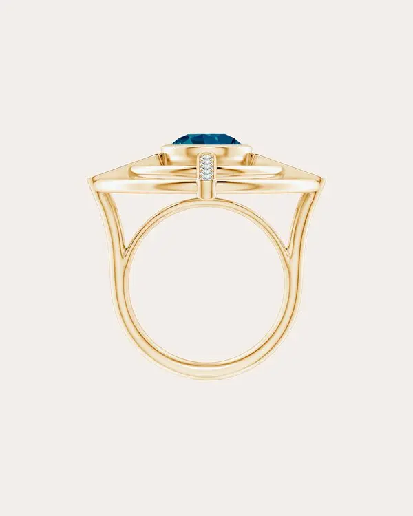 Natori Blue Topaz & Diamond Bar Ring