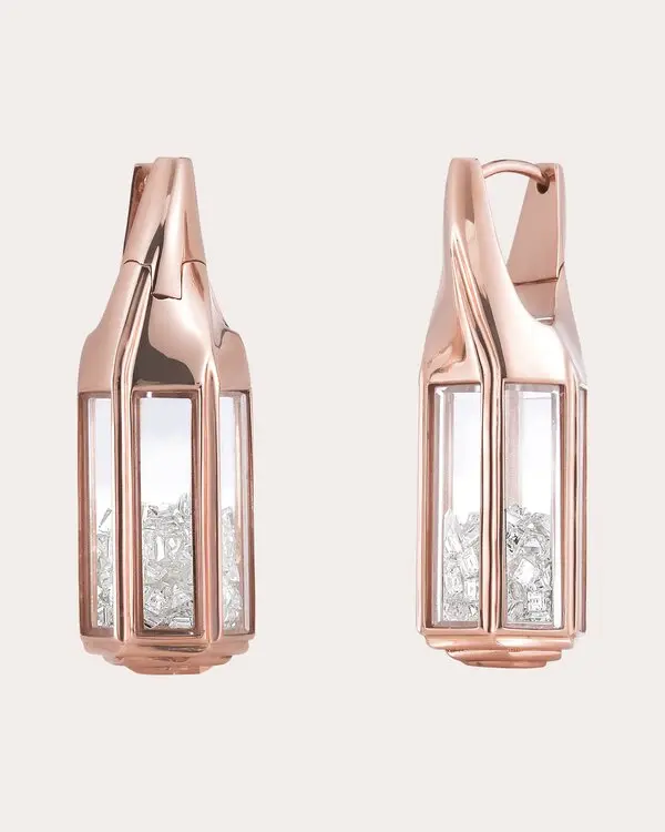 Moritz Glik Farol 18k Gold Crystal And Diamond Shaker Dangle Earrings - Pink