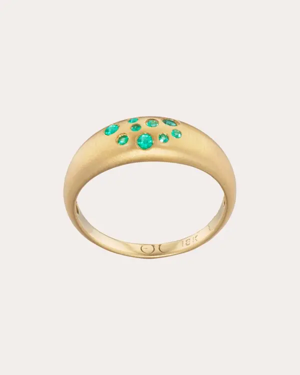 ELIZABETH MOORE Emerald And 18k Gold Fairy Dust Ring