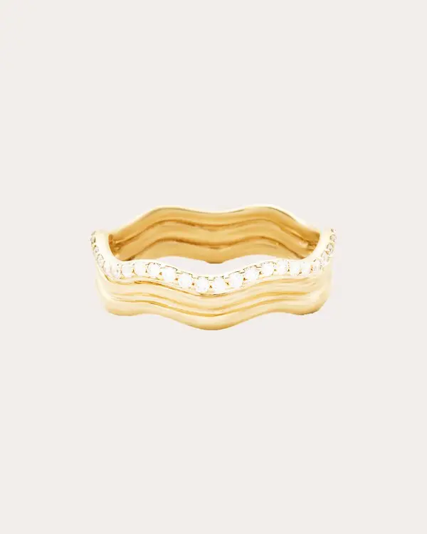 CAMPBELL + CHARLOTTE Diamond & 14k Wave Ring - Gold
