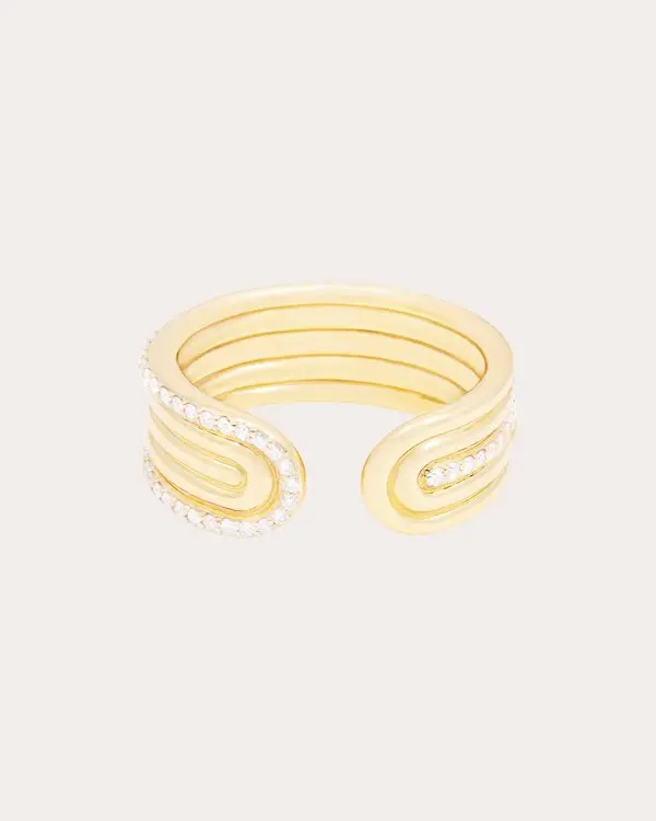 CAMPBELL + CHARLOTTE Diamond & 14k Found Ribbed Open Ring - Gold