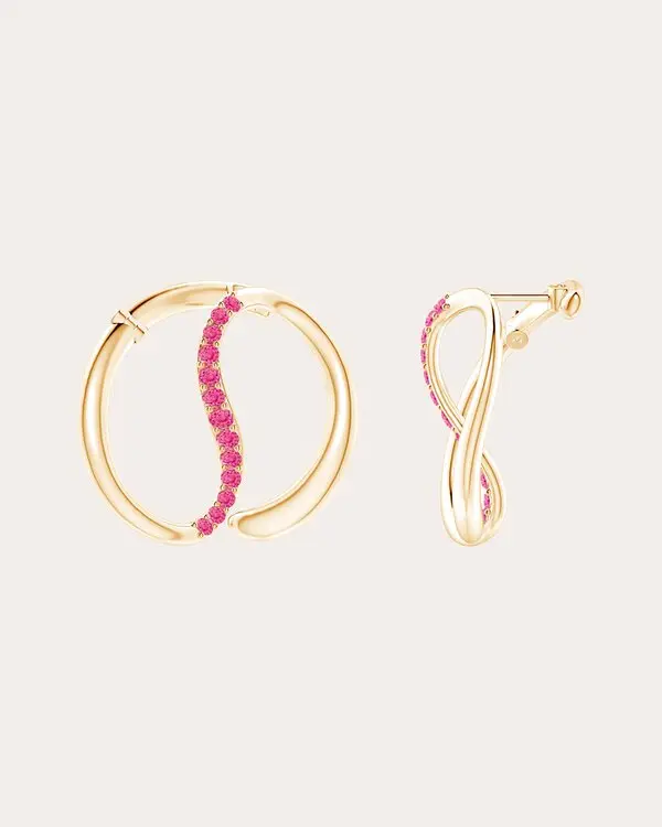 Natori Shangri-la 14k Gold Sapphire Yin-yang Earrings - Pink