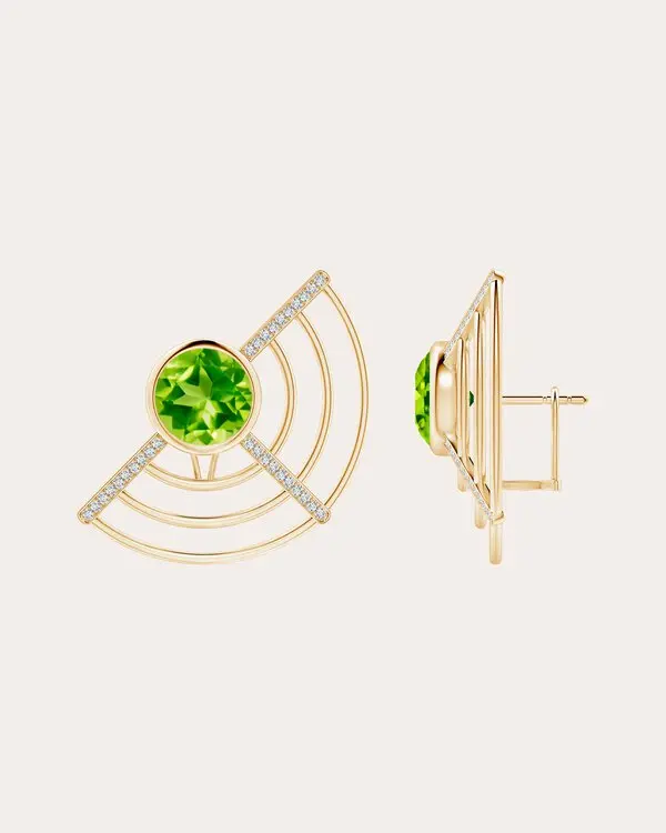 Natori Bar 14k Peridot And Diamond Stud Earrings - Gold