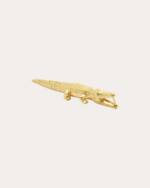 BIBI VAN DER VELDEN Tsavorite & 18k Alligator Bite Drop Earring - Gold