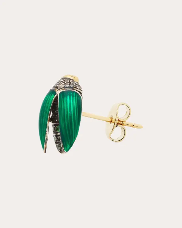 BIBI VAN DER VELDEN Tsavorite & Diamond Mini Scarab Stud Earring