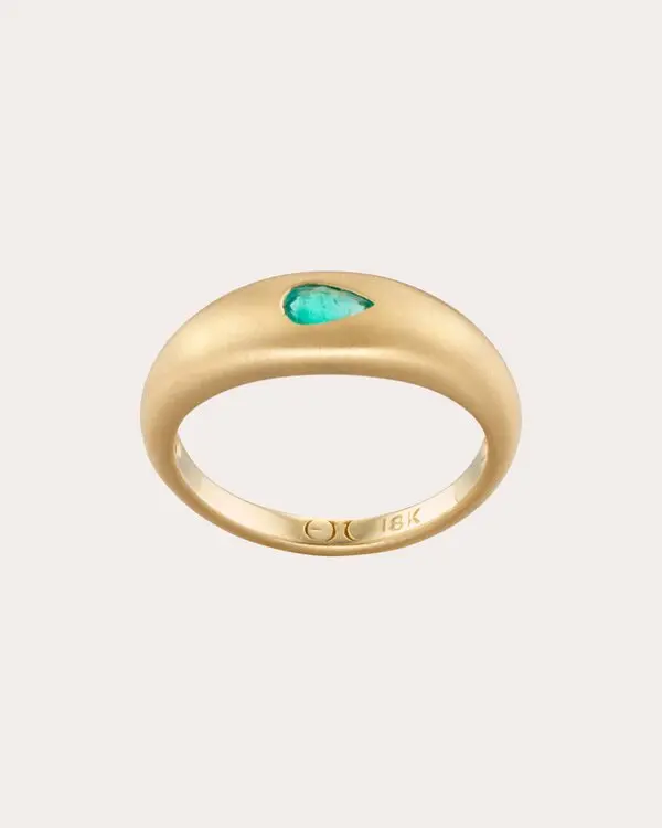 ELIZABETH MOORE Emerald And 18k Teardrop Ring