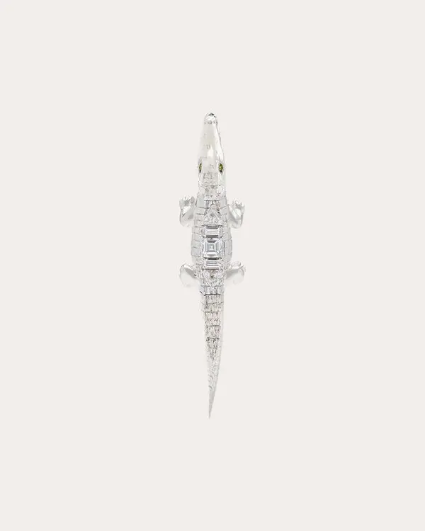 BIBI VAN DER VELDEN Diamond & Tsavorite Alligator Drop Earring - Silver