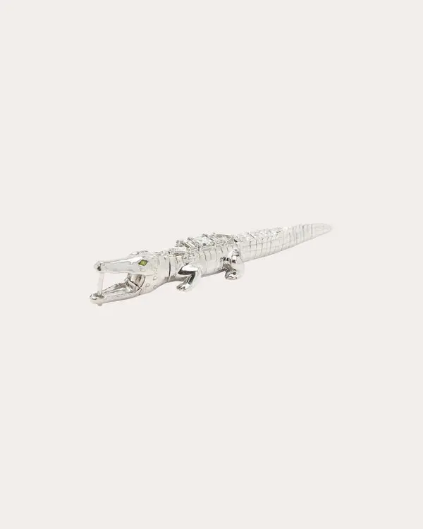 BIBI VAN DER VELDEN Diamond & Tsavorite Alligator Drop Earring - Silver