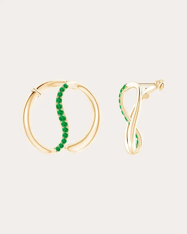 Natori Shangri-la 14k Gold Tsavorite Yin-yang Earrings - Green
