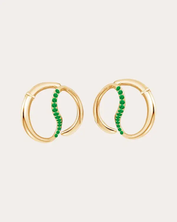 Natori Tsavorite & 14k Gold Yin Yang Shangri-la Earrings - Green