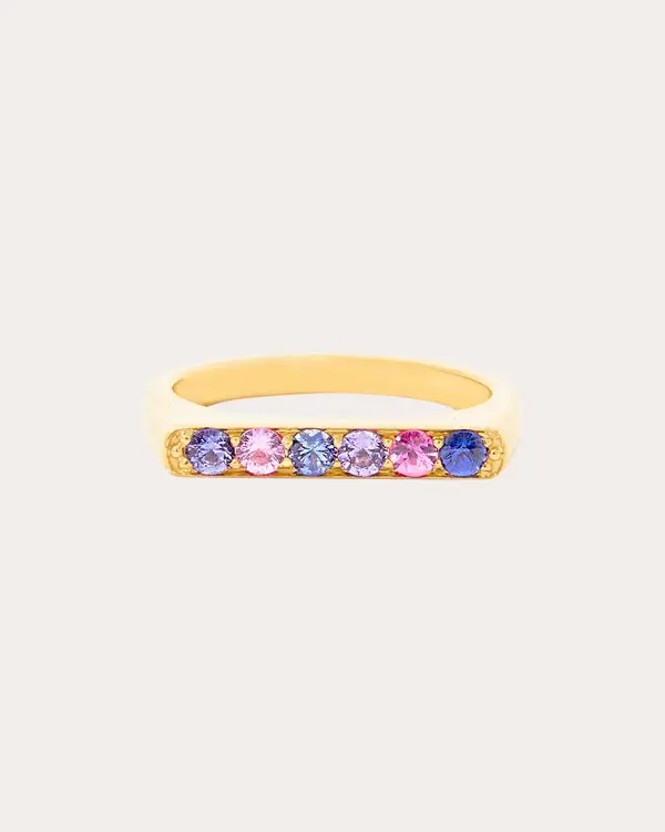 CAMPBELL + CHARLOTTE Edge 14k Gold Sapphire Straight Stackable Ring - Multicolor