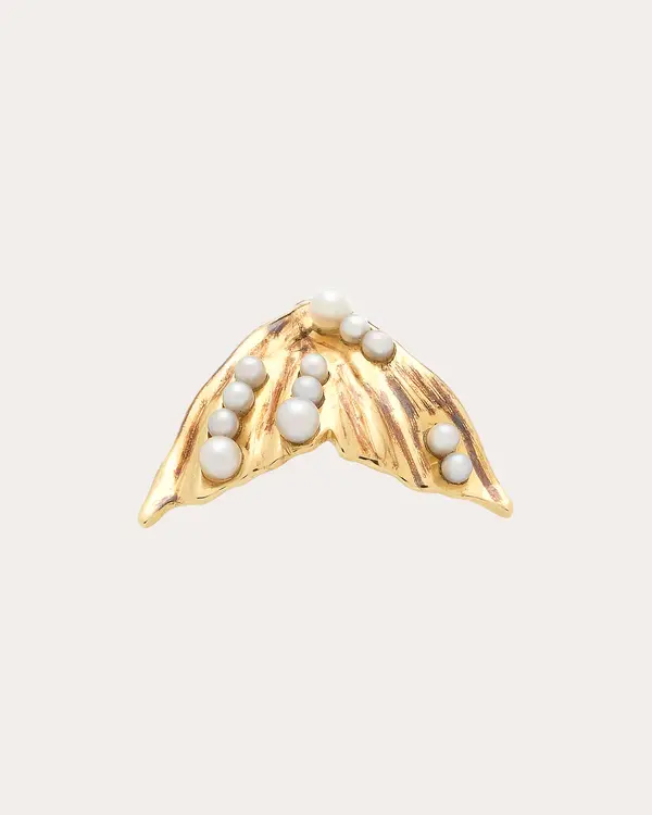 BIBI VAN DER VELDEN Pearl And 18k Gold Flipper Stud Earring - Gold/white