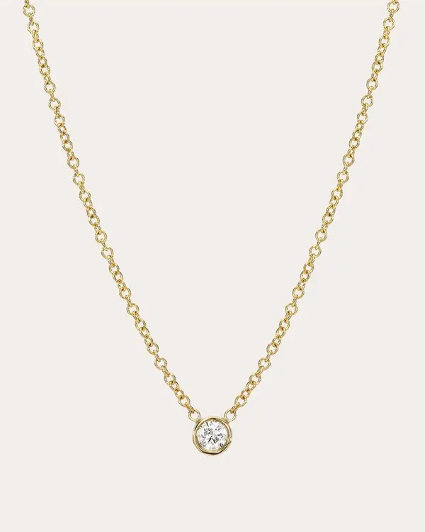 ZOE LEV 14k Diamond Bezel Pendant Necklace - Gold
