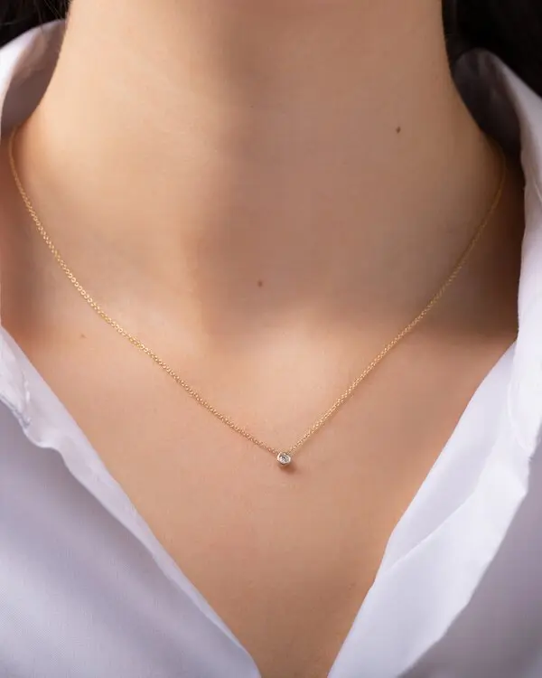 ZOE LEV Diamond And 14k Bezel Pendant Necklace