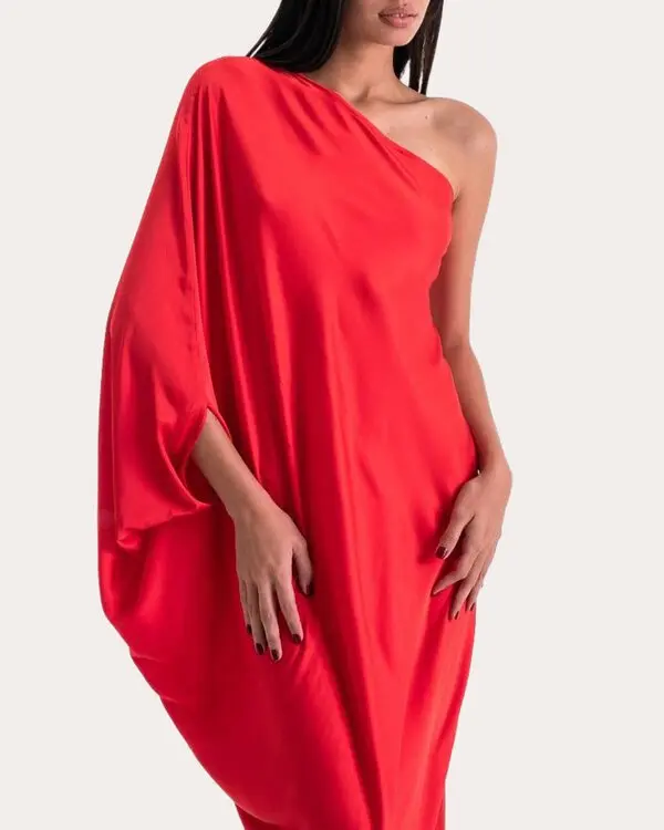 Francisco Arce Rok Silk Chiffon Asymmetric Cape Gown
