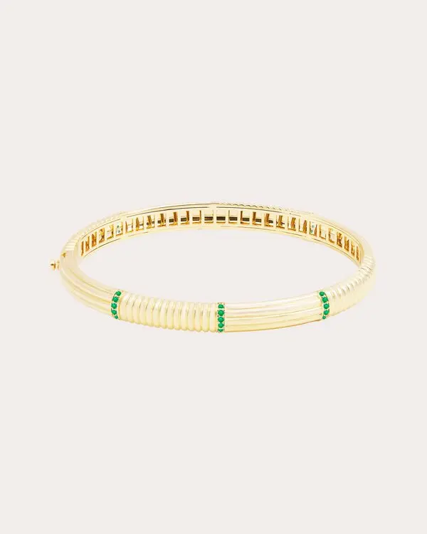 CAMPBELL + CHARLOTTE Found 14k Ribbed Gold Tsavorite Bangle 14k Gold - Green