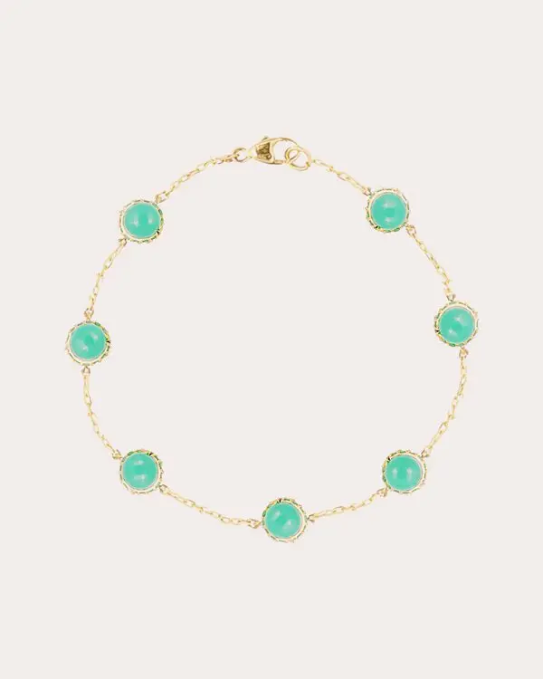 CAMPBELL + CHARLOTTE Found 14k Gold Tsavorite And Chrysoprase Cabochon Station Bracelet - Green