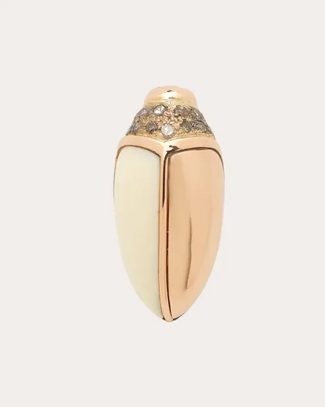 BIBI VAN DER VELDEN Mini Scarab Stud Earring - Rose Gold/white