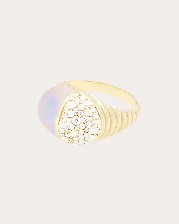 CAMPBELL + CHARLOTTE Diamond & Moonstone 14k Found Cap Ring - Gold