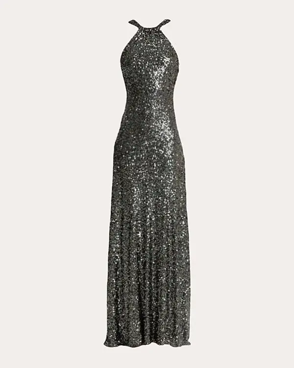 Francisco Arce Calixta Sequin High-neck Gown