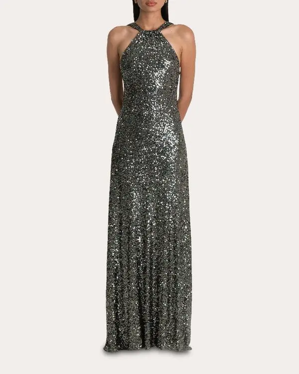 Francisco Arce Calixta Sequin High-neck Gown