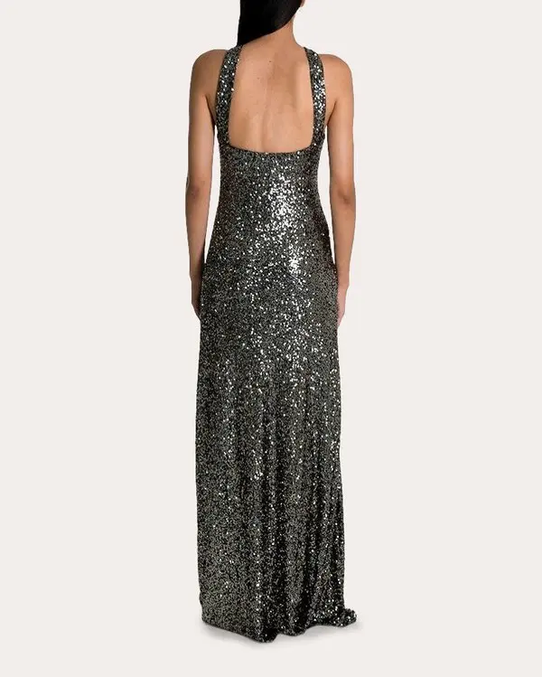 Francisco Arce Calixta Sequin High-neck Gown