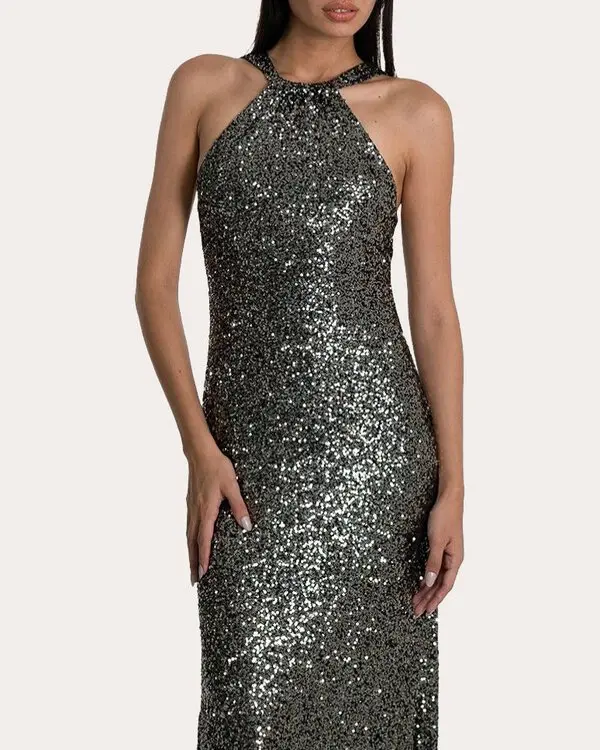 Francisco Arce Calixta Sequin High-neck Gown