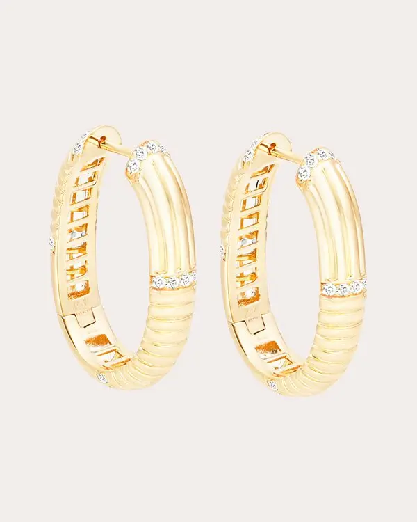 CAMPBELL + CHARLOTTE And 14k Ribbed Hoop Earrings - Diamond