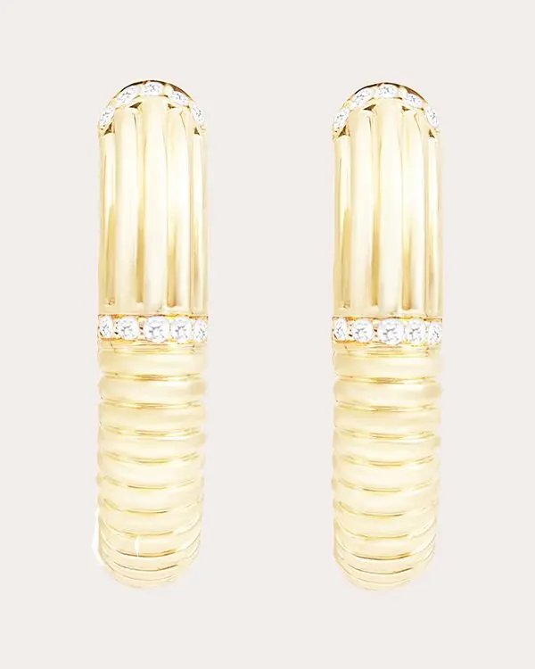 CAMPBELL + CHARLOTTE And 14k Ribbed Hoop Earrings