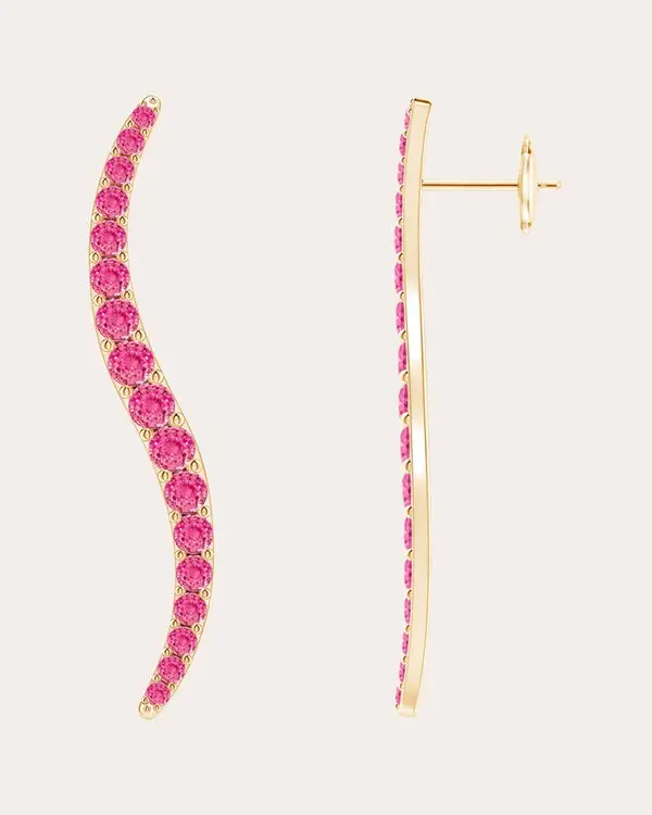 Natori Shangri-la 14k Gold Sapphire Drop Earrings - Pink