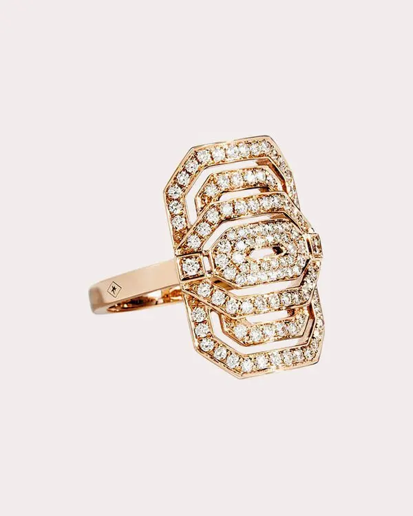STATEMENT Diamond & 18k Rose Gold Mini My Way Ring - Pink