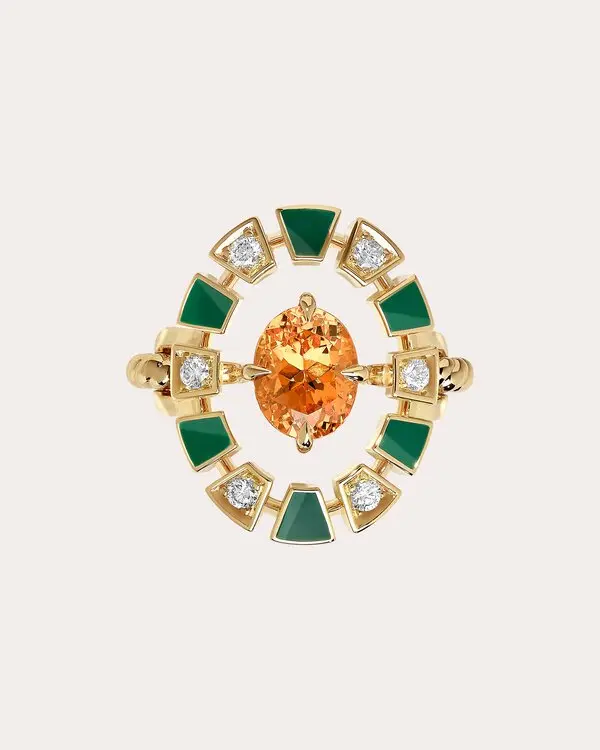 ROUVENAT Mandarin Garnet And Diamond Ring - Orange/green