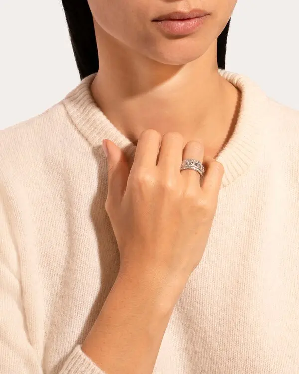 STATEMENT Diamond Rockaway Spinner Ring - Silver