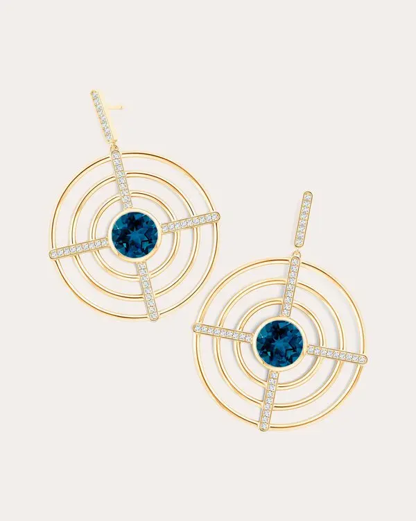 Natori Blue Topaz And Diamond Drop Earrings