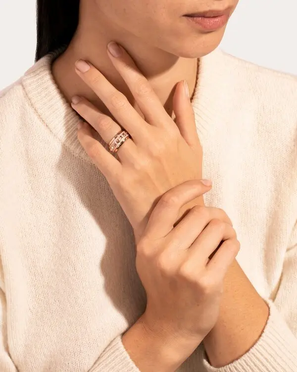STATEMENT Diamond & 18k Rose Gold Rockaway Spinner Ring - Pink