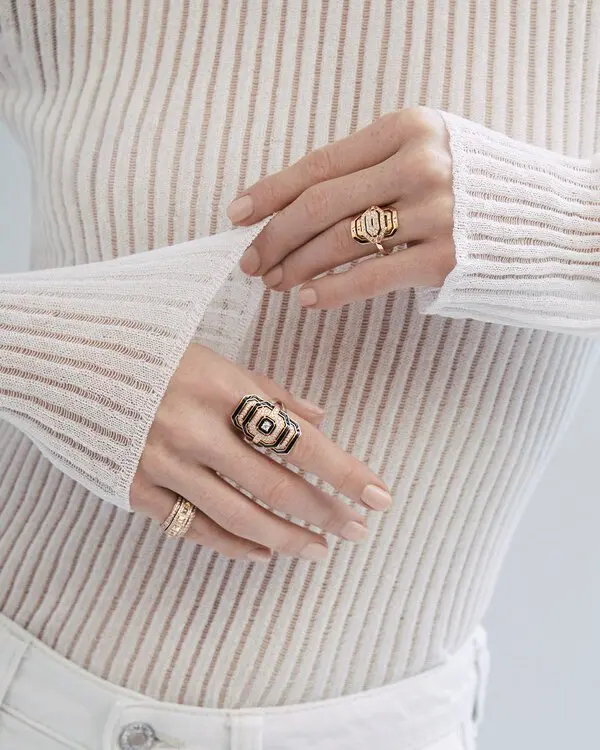 STATEMENT Diamond & 18k Rose Gold Rockaway Spinner Ring - Pink