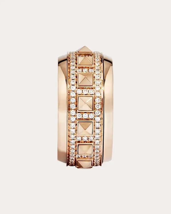 STATEMENT Diamond & 18k Rose Gold Rockaway Spinner Ring - Pink