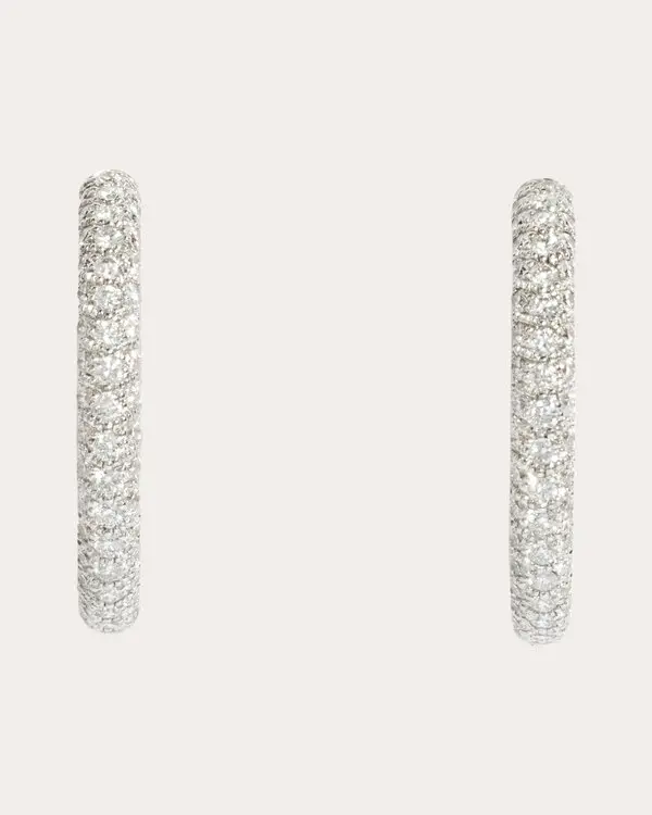 STATEMENT Diamond And 18k White Gold Reptile Hoop Earrings - Silver