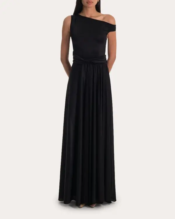 Francisco Arce Geneve Ruched Jersey Asymmetric Gown