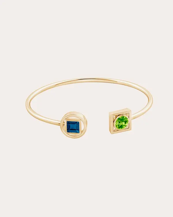 Natori Infinity 14k Peridot And Topaz Bangle