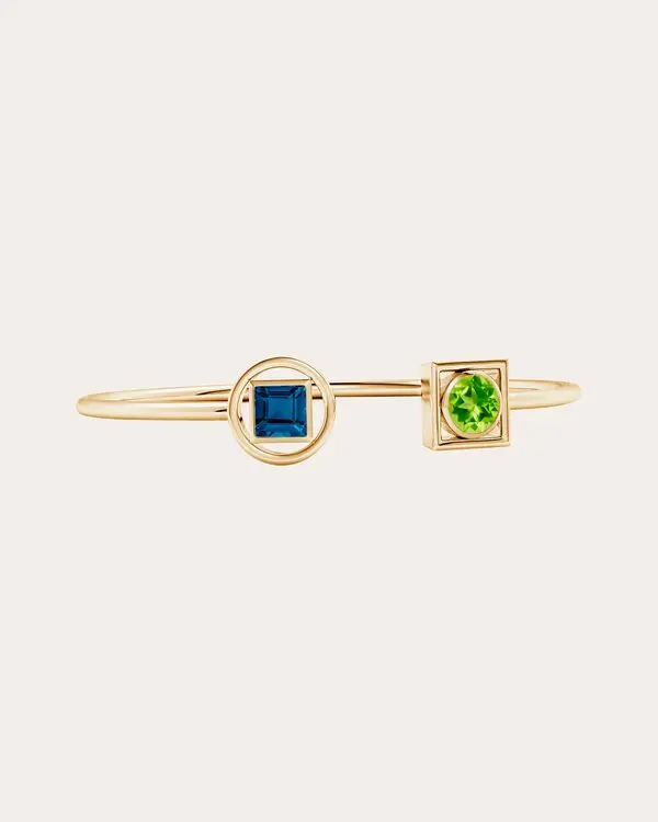 Natori Infinity 14k Peridot And Topaz Bangle