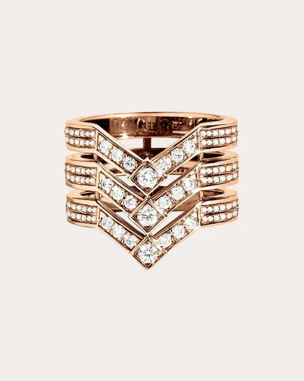 STATEMENT Stairway 18k Gold Diamond Triple-band Ring - Pink