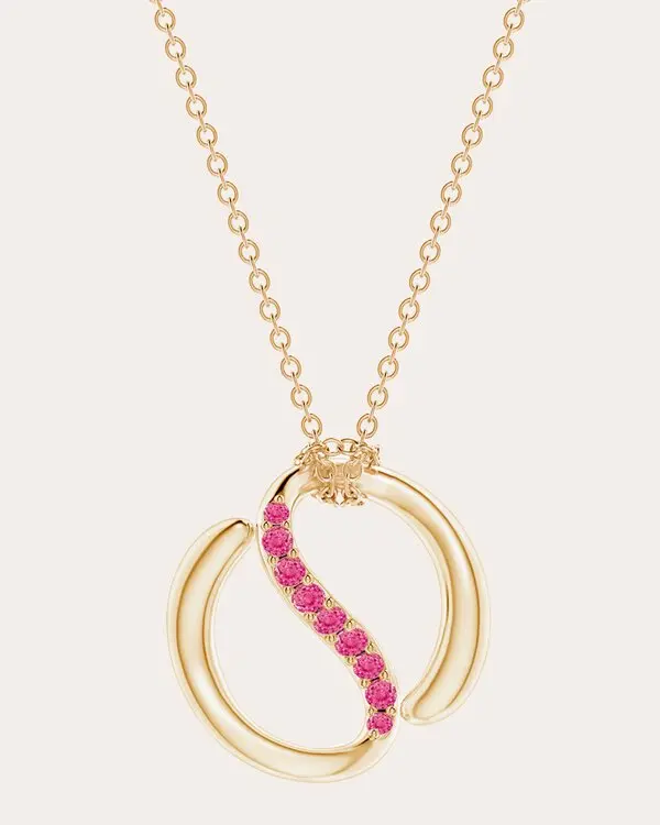 Natori Shangri-la 14k Gold Sapphire Yin-yang Pendant Necklace - Pink