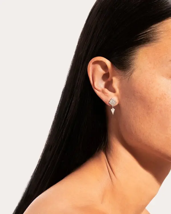 STATEMENT Diamond Stairway Small Drop Earring - Silver