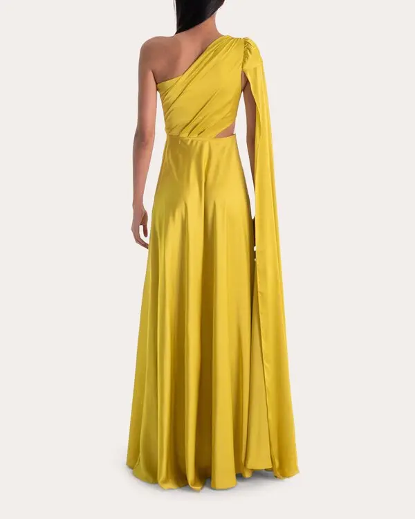 Francisco Arce Hanah Silk Chiffon Cutout Asymmetric Gown