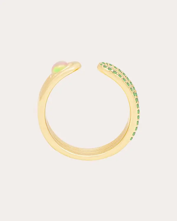 CAMPBELL + CHARLOTTE Found Tsavorite & Opal Ribbed Ring