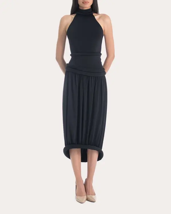 Francisco Arce Yume Rolled Mock Neck Midi Dress