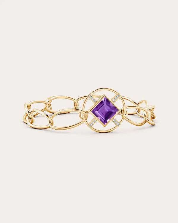 Natori Amethyst And Diamond 14k Bar Bracelet