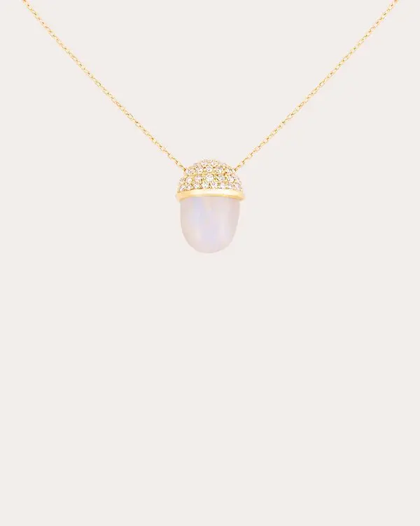 CAMPBELL + CHARLOTTE Found Cap 14k Moonstone And Diamond Pendant Necklace - Gold